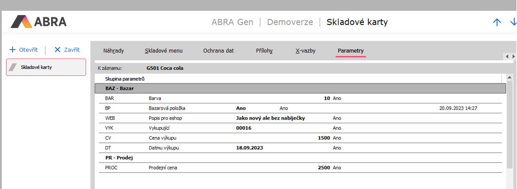 Přizpůsobte si ABRA Gen pomocí obecných parametrů | ABRA Software