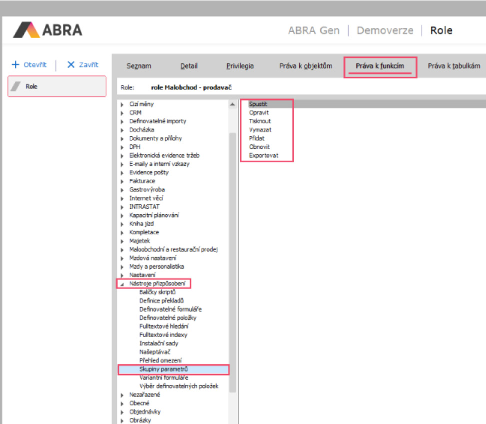 Přizpůsobte si ABRA Gen pomocí obecných parametrů | ABRA Software