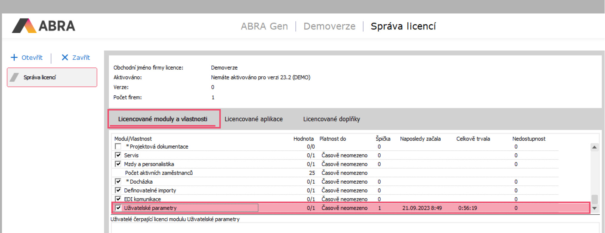 Přizpůsobte si ABRA Gen pomocí obecných parametrů | ABRA Software