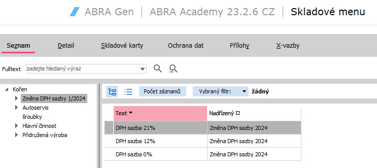 Postup hromadné opravy DPH sazeb v ABRA Gen | ABRA Software