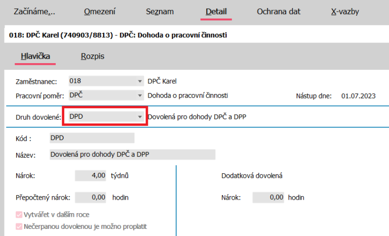 Nárok na dovolenou u dohod (DPP a DPČ) | ABRA Software