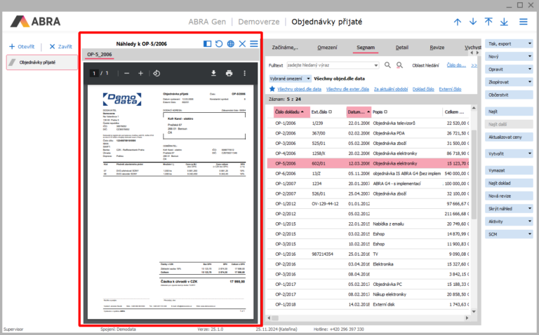 Rychlé náhledy příloh přímo v ABRA Gen/Flores | ABRA Software
